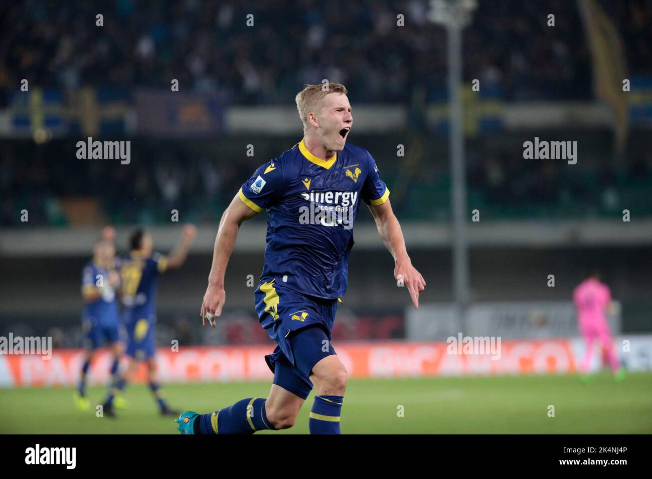 October 3, 2022, VERONA: Hellas Verona's Josh Doig jubilates after ...