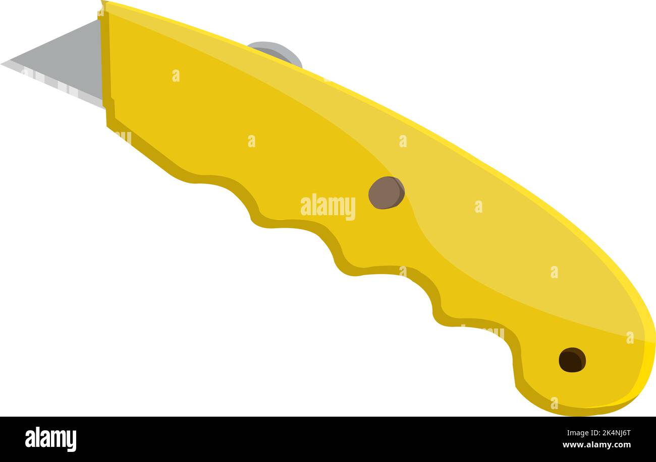 Yellow box cutter, illustration, vector on a white background Stock ...