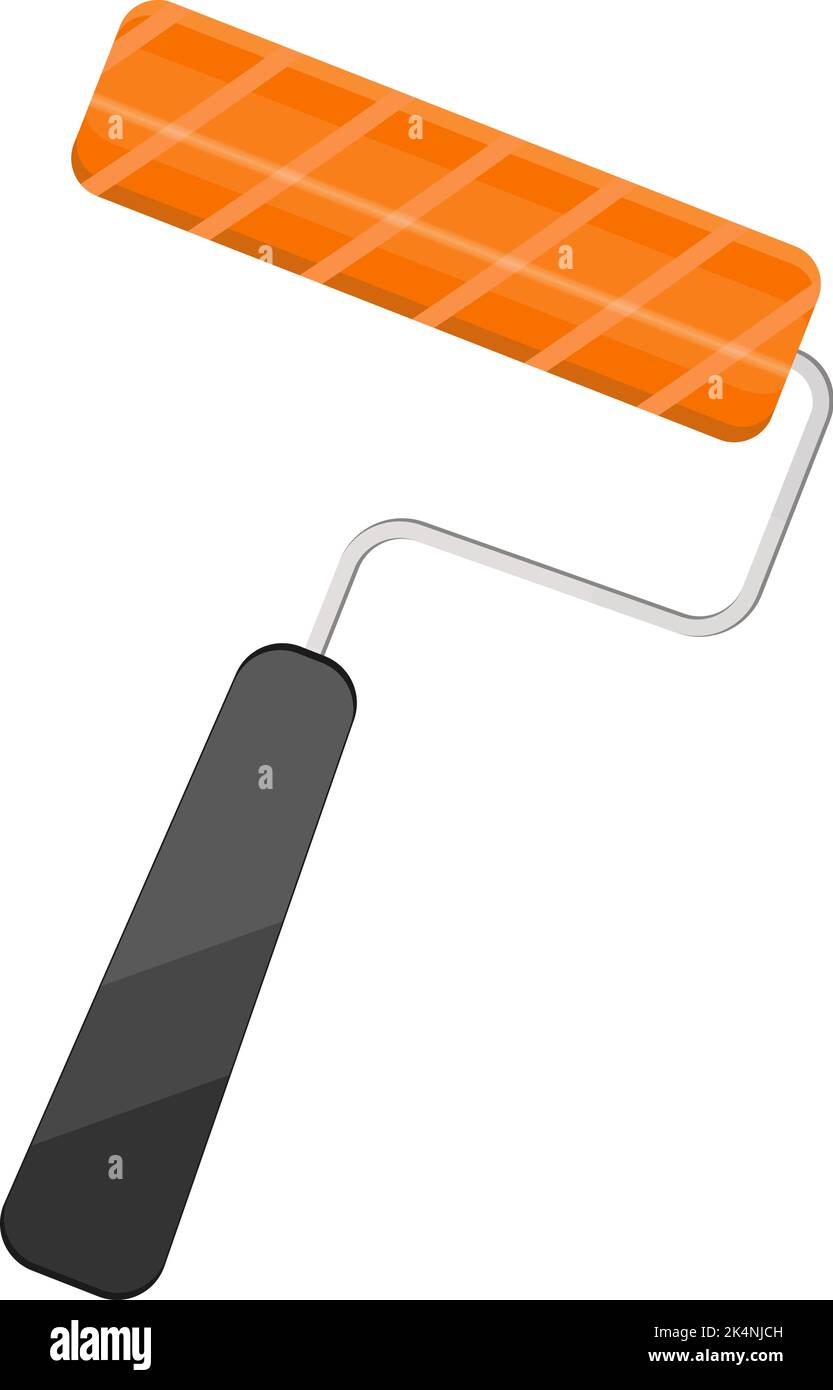 Orange paint roller, illustration, vector on a white background Stock ...