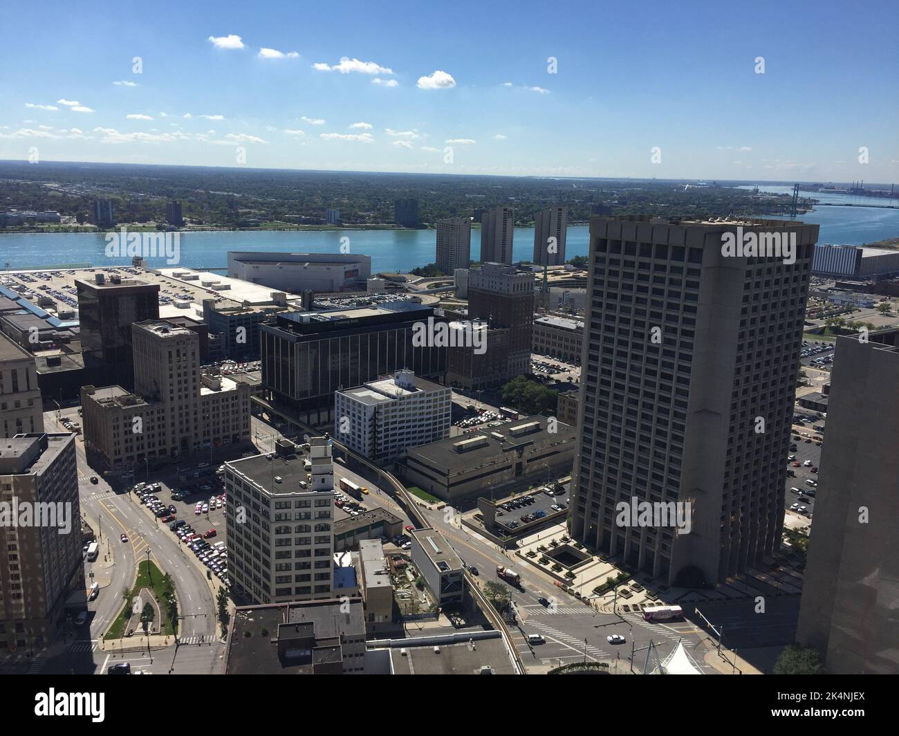 Downtown detroit aerial hi-res stock photography and images - Alamy