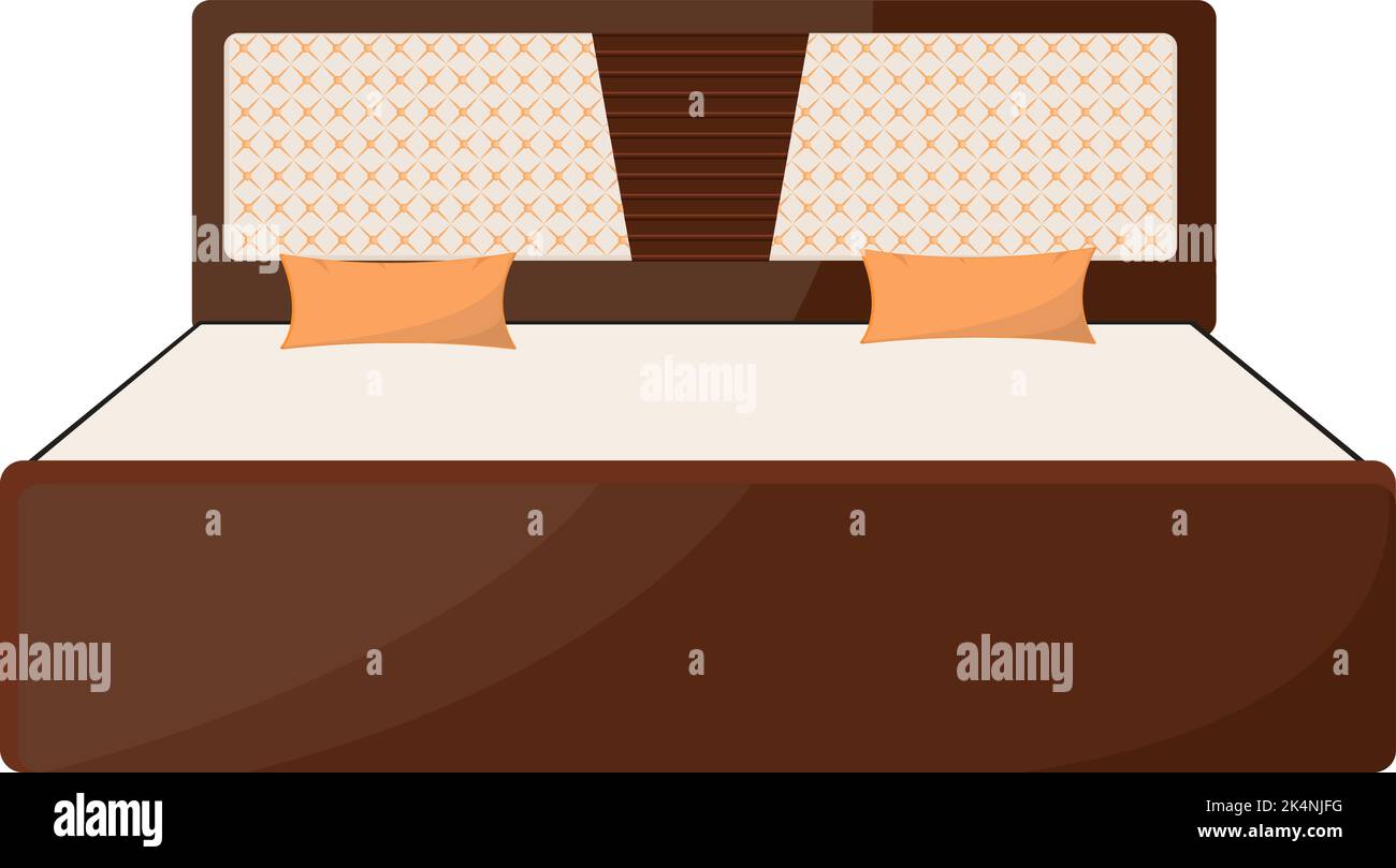 Wooden bed, illustration, vector on a white background Stock Vector ...