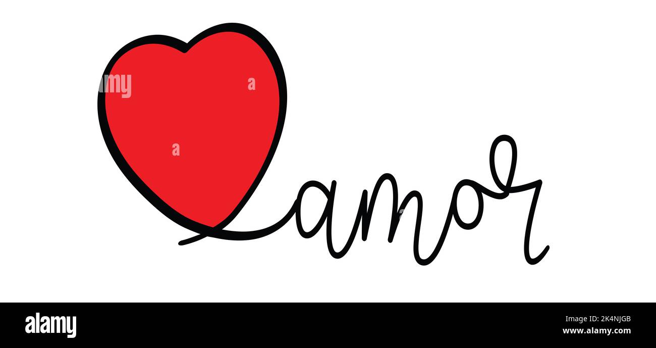 Slogan amor, Italy word meaning love, with heart symbol. Love heart ...