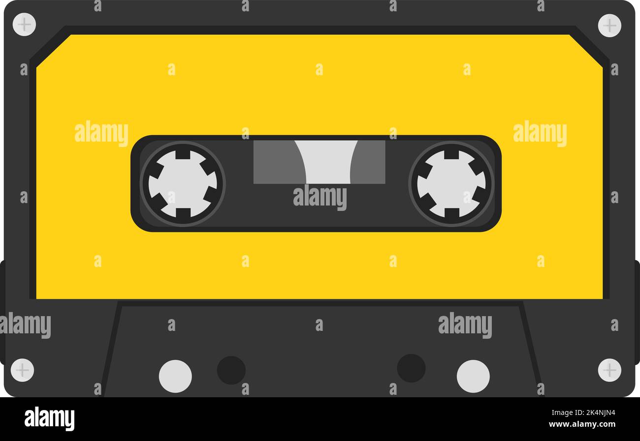 Yellow audio tape, illustration, vector on a white background Stock ...