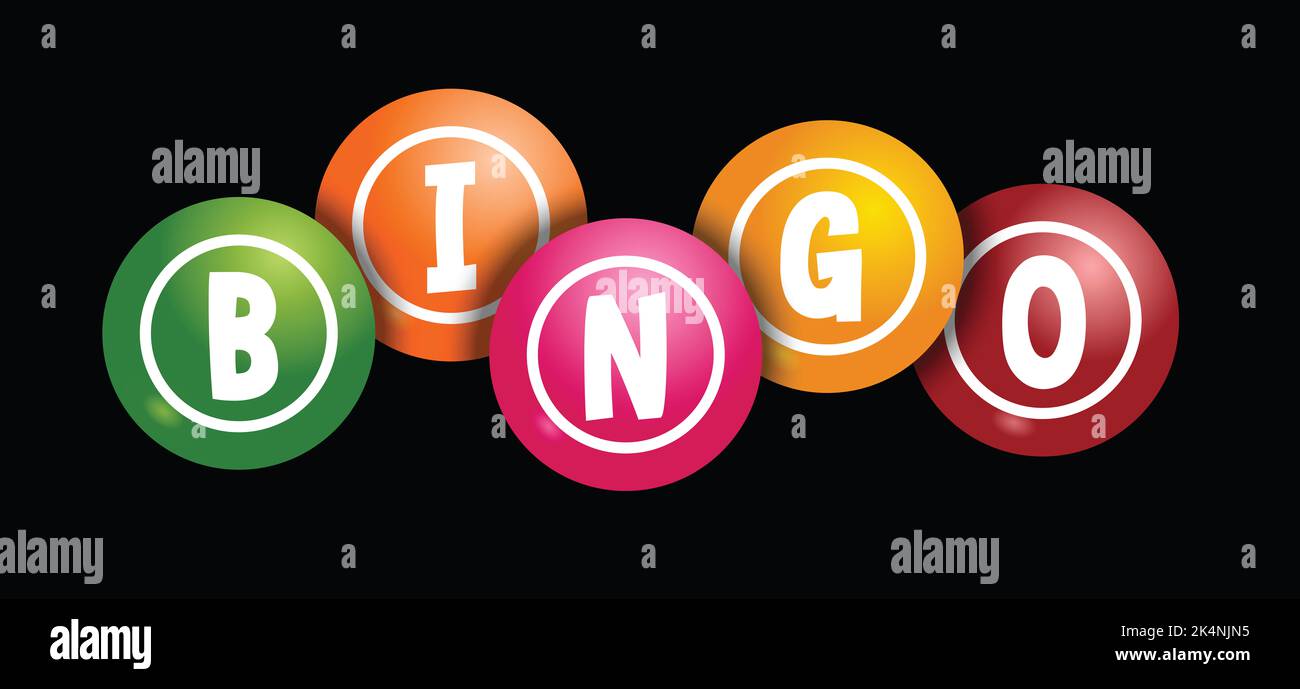 Slogan bingo for lottery and balls. Game of chance to win for young and ...