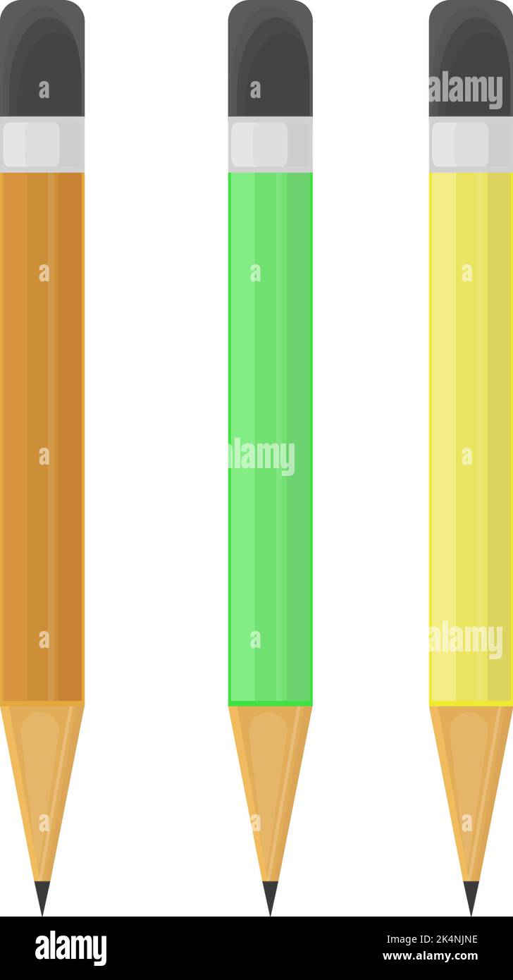 Office pens, illustration, vector on a white background Stock Vector ...