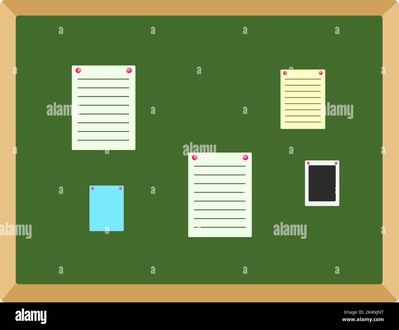 Green notice board, illustration, vector on a white background Stock ...