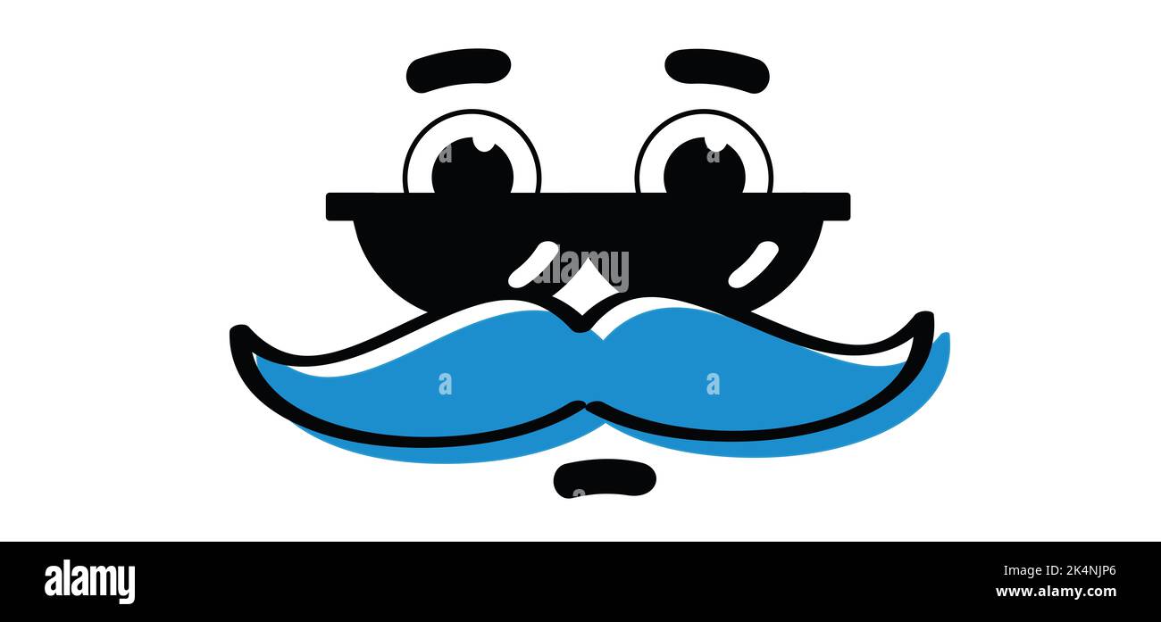 Emoticon face withe smile, no shave or shaving moustache, mustache or ...