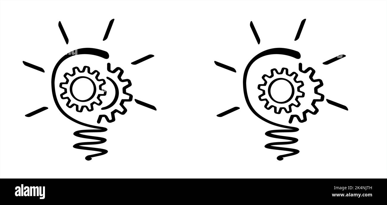 Light bulb symbol idea gear Black and White Stock Photos & Images - Alamy