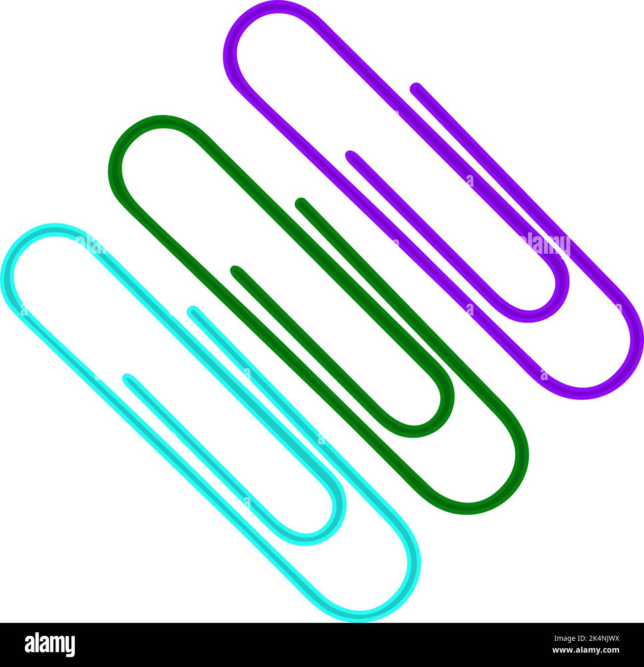 Three paper clips, illustration, vector on a white background Stock ...