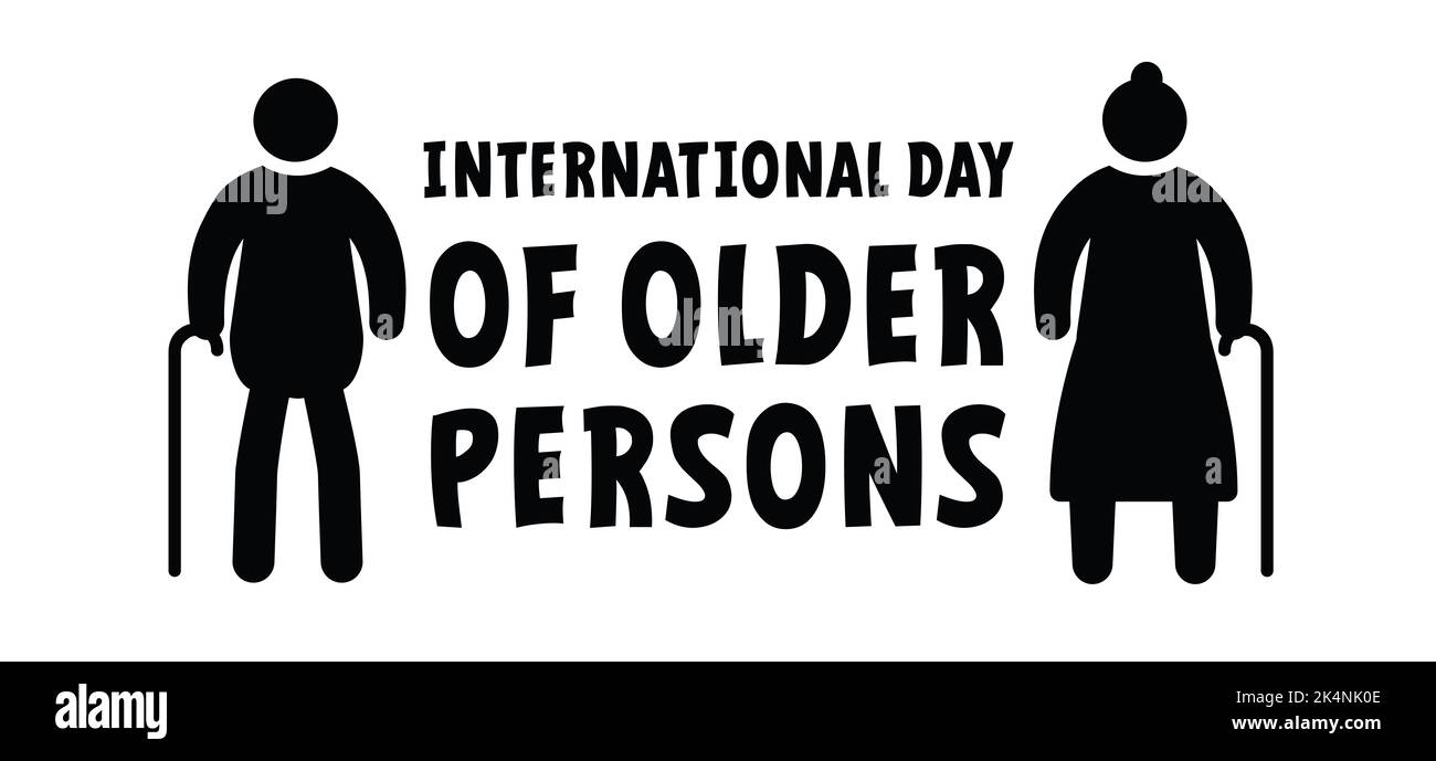 Slagan International Day of Older Persons. Happy senior day. Flat ...