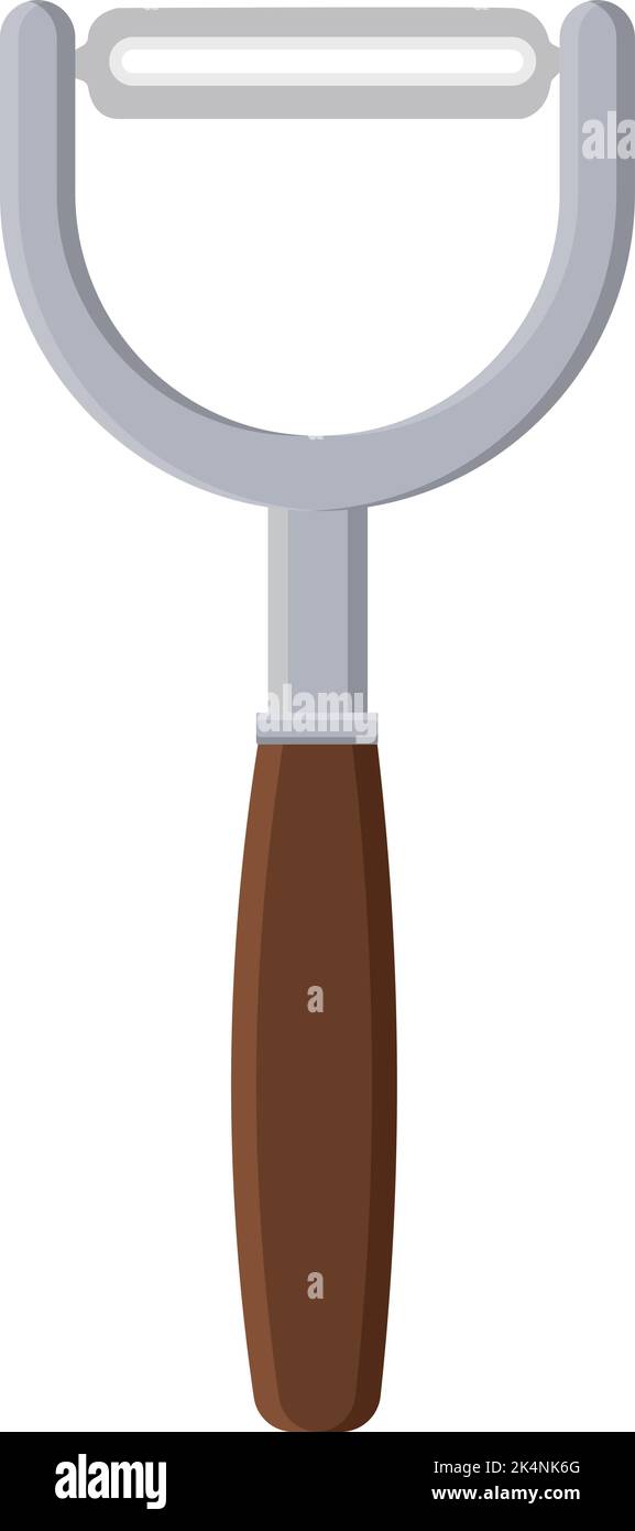 Peeler with brown handle, illustration, vector on a white background ...