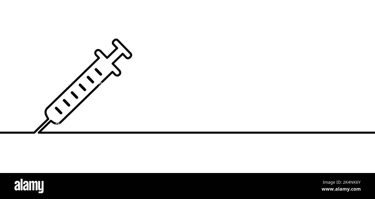 Injection needles, a medical syringe with needles. Line pattern ...