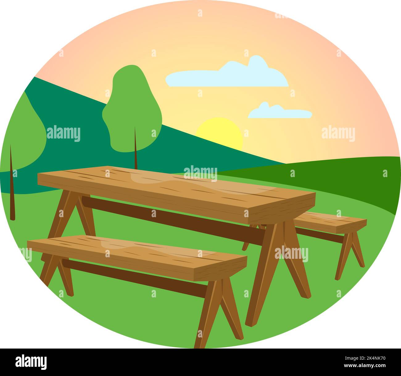 Wooden benches, illustration, vector on a white background Stock Vector ...