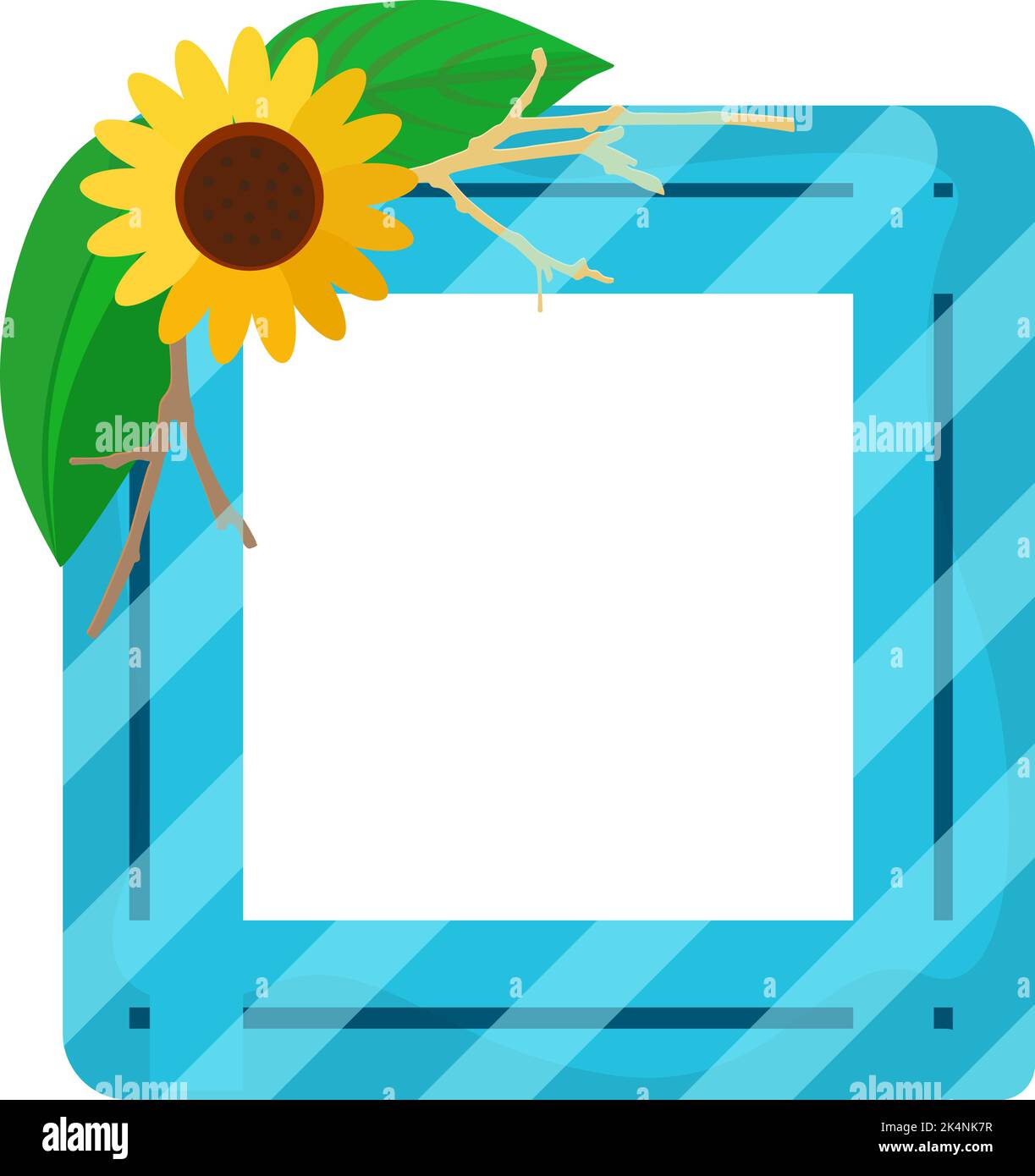 Blue picture frame, illustration, vector on a white background Stock ...