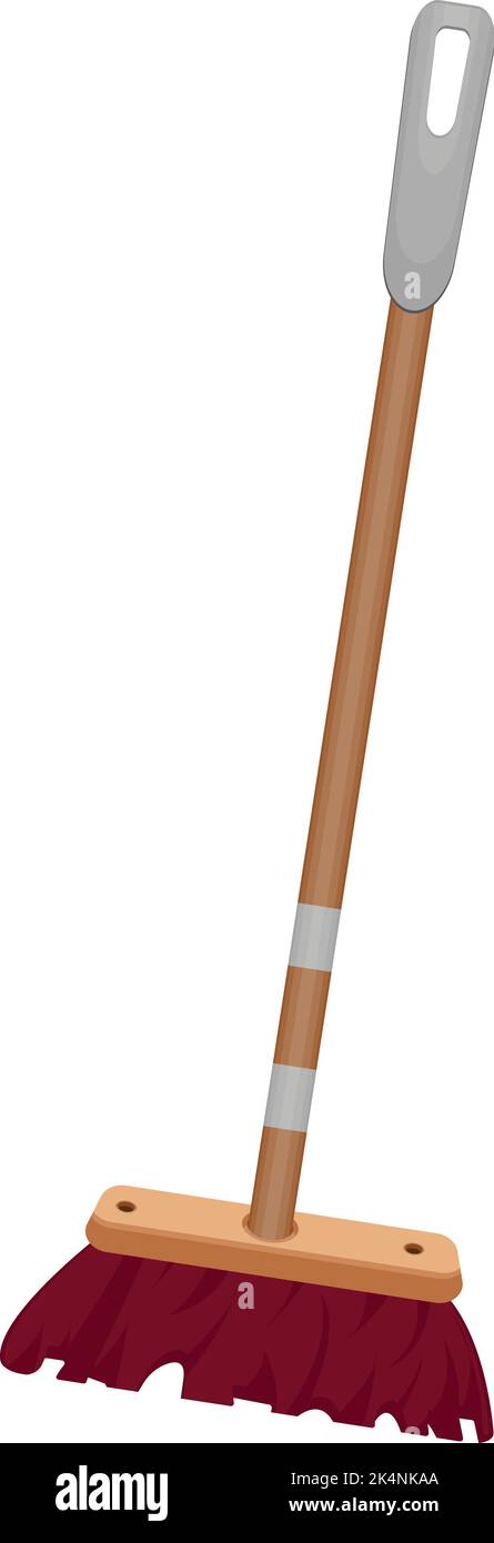 Red broom, illustration, vector on a white background Stock Vector ...