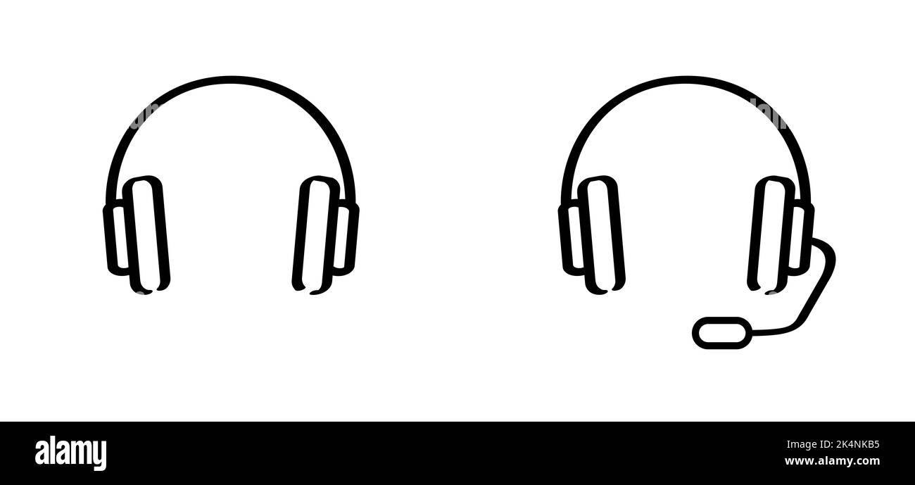 headphones, headsets line pattern sign. For music or for call center. Vector headset icon ...