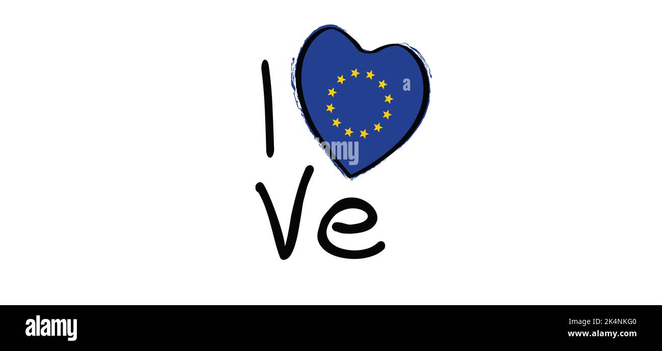 Slogan i love europe with with the Colors of eu flag. Italian slogans ...