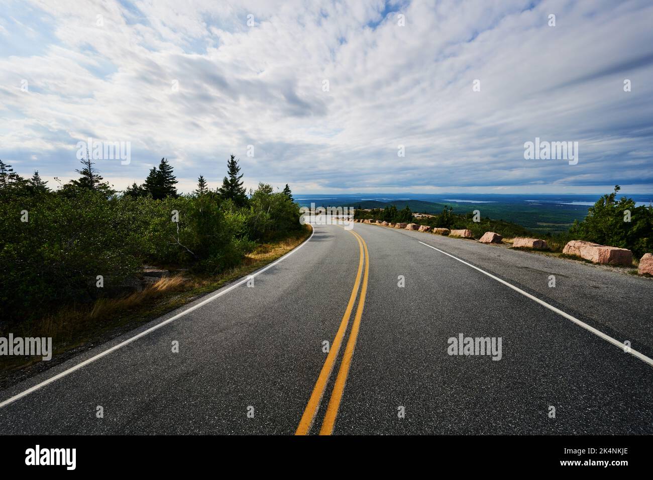 Road up to Cadillac Mountain, Acadia National Park, Maine Stock Photo ...