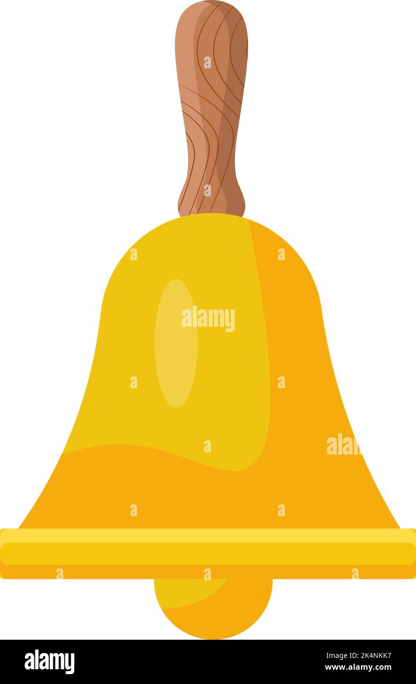 Golden handbell, illustration, vector on a white background Stock ...