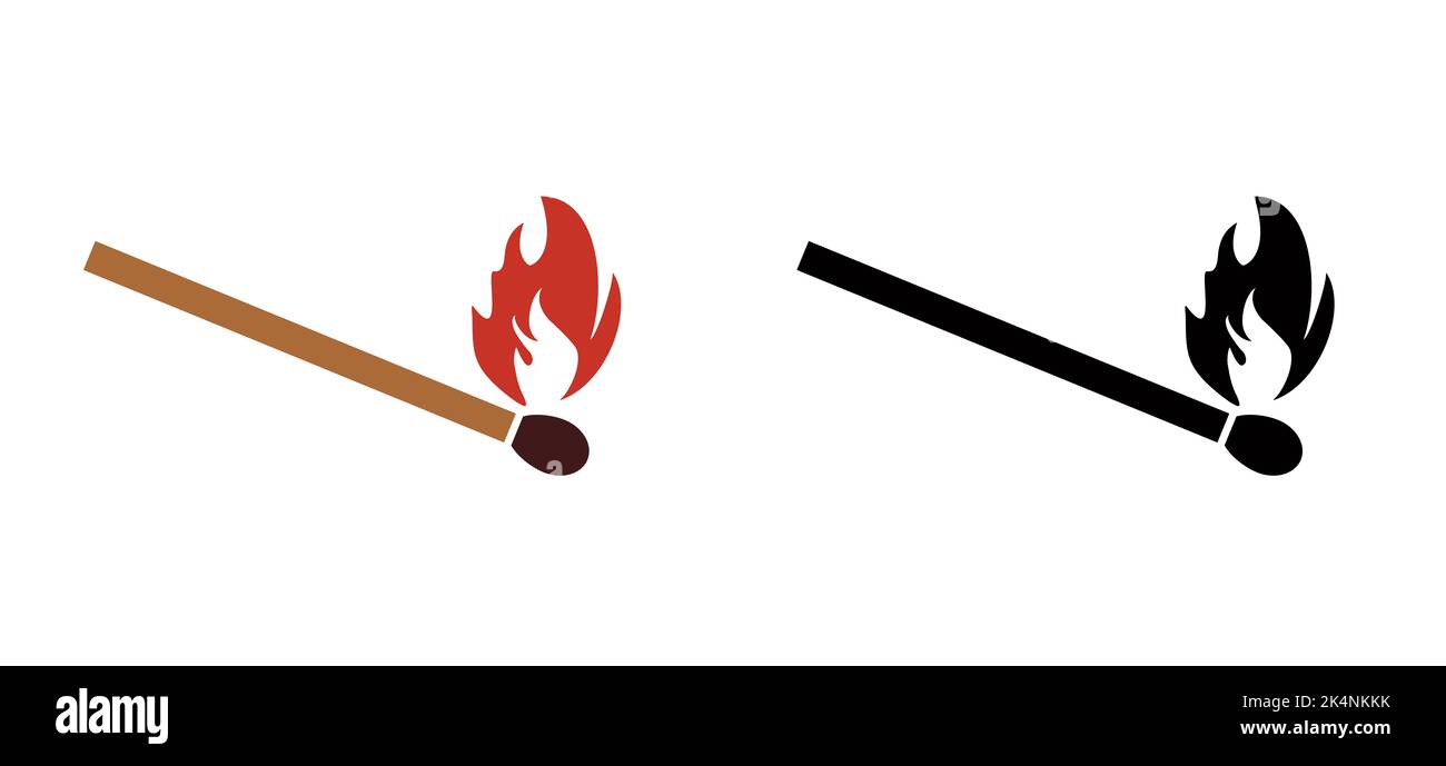 Matchstick, lucifer sign. Smoking, fire or flame logo. Burning matches ...