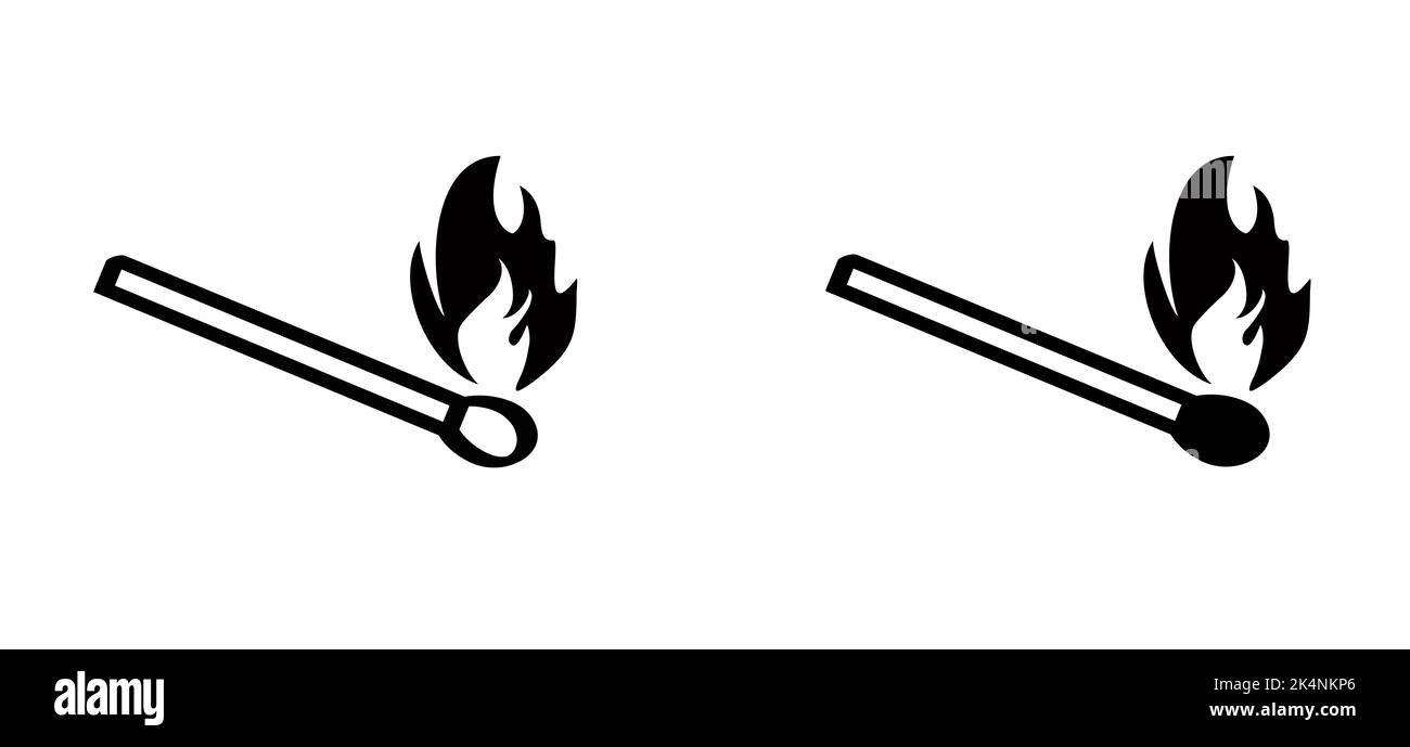 Matchstick, lucifer sign. Smoking, fire or flame logo. Burning matches ...