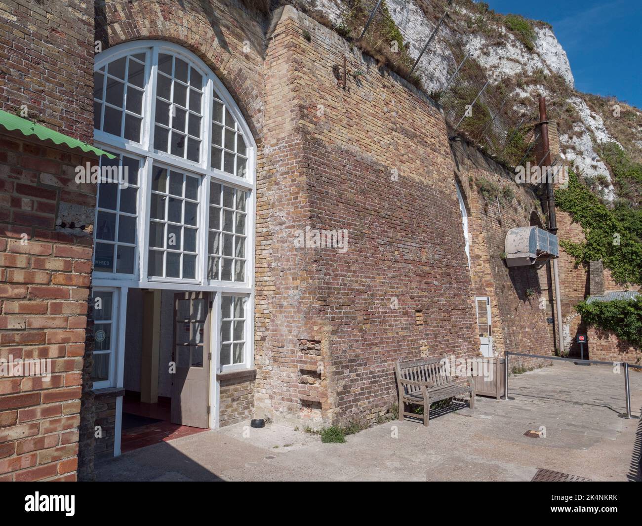 External view of the cliff casemate windows facing the English Channel ...