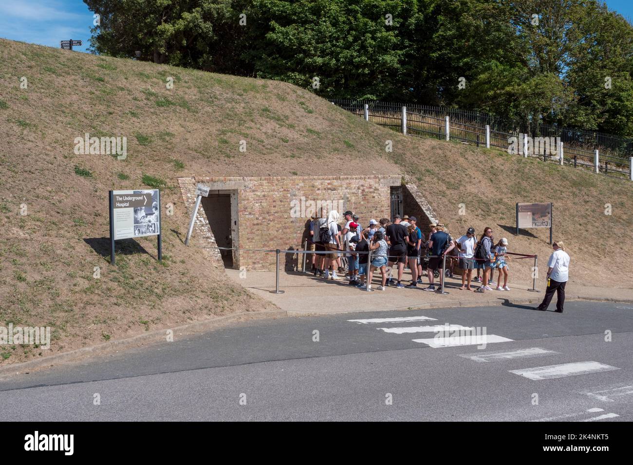Visitors waiting at the entrance to the Underground Hospital in Dover ...