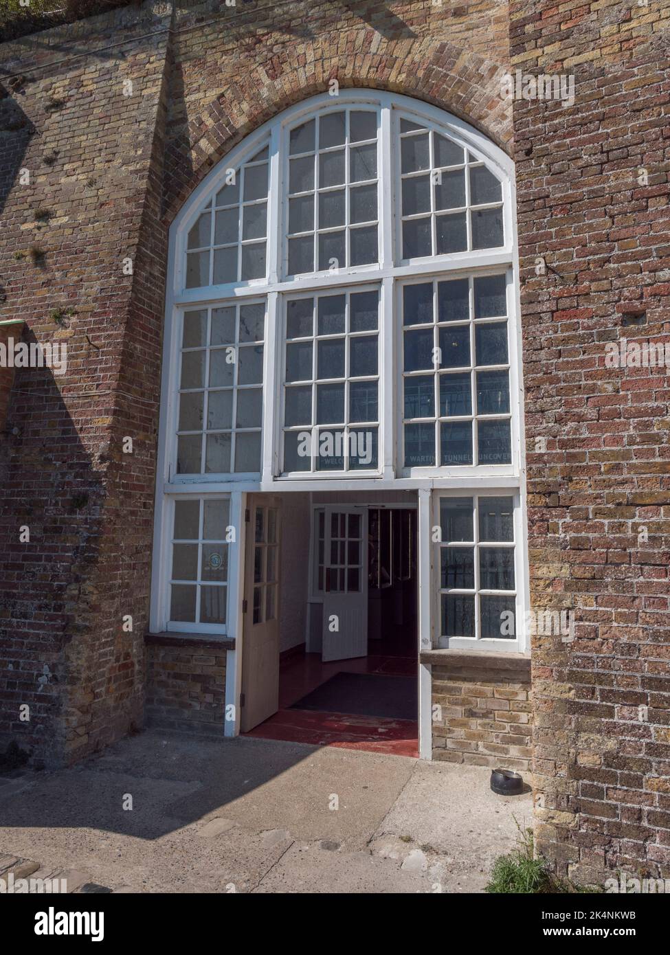 External view of the cliff casemate windows facing the English Channel ...