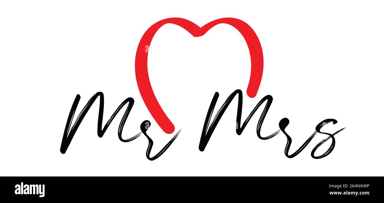 Mr & Mrs wedding decoration with hearts. Mister and mrs for wedding and ...