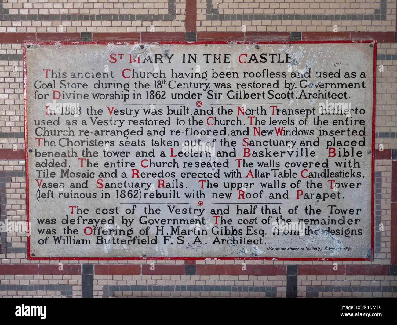 Plaque at the entrance to St. Mary in Castro (St Mary in the Church ...