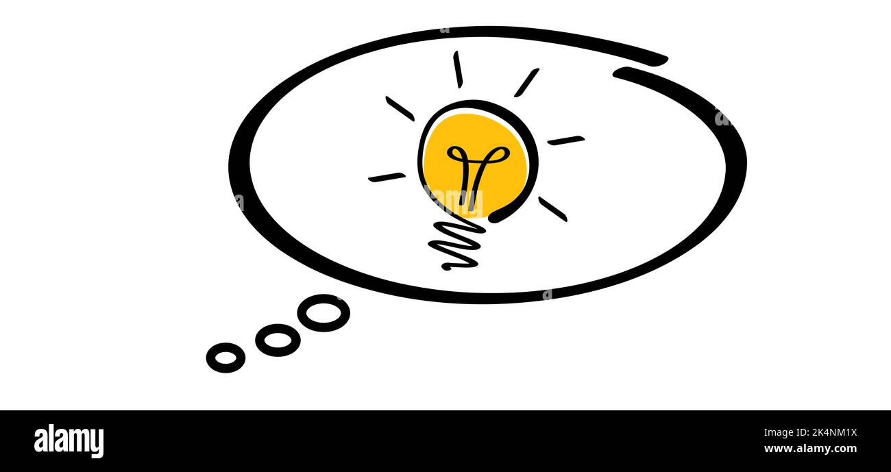 Clipart, speech bubble lamp idea. Think big, cartoon brain electric lamp. FAQ, business concept ...