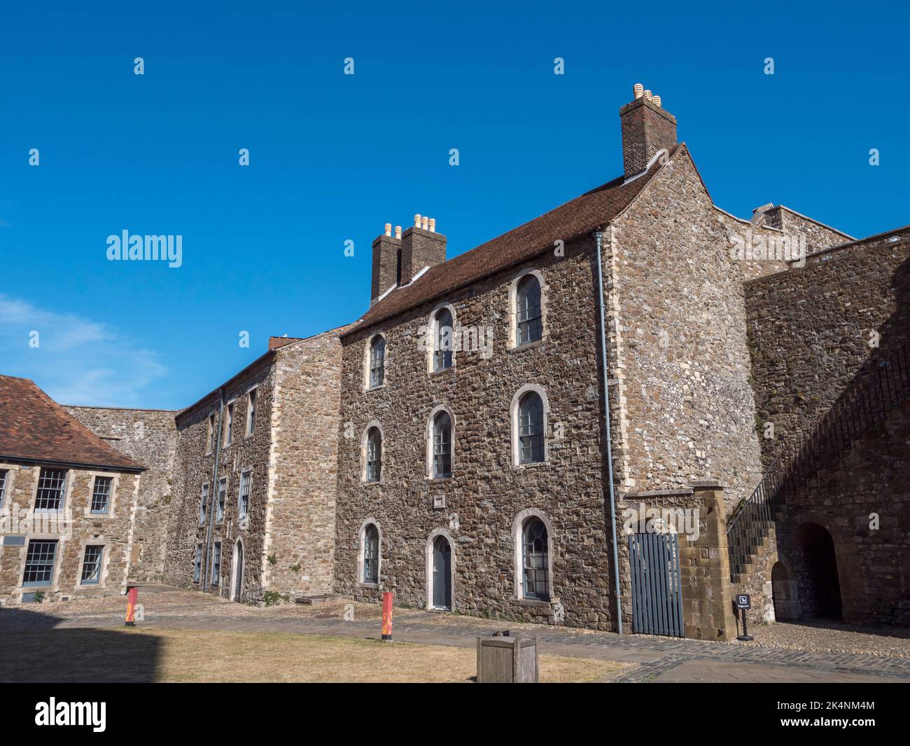 General view of stone buildings of the Inner Bailey of Dover Castle ...