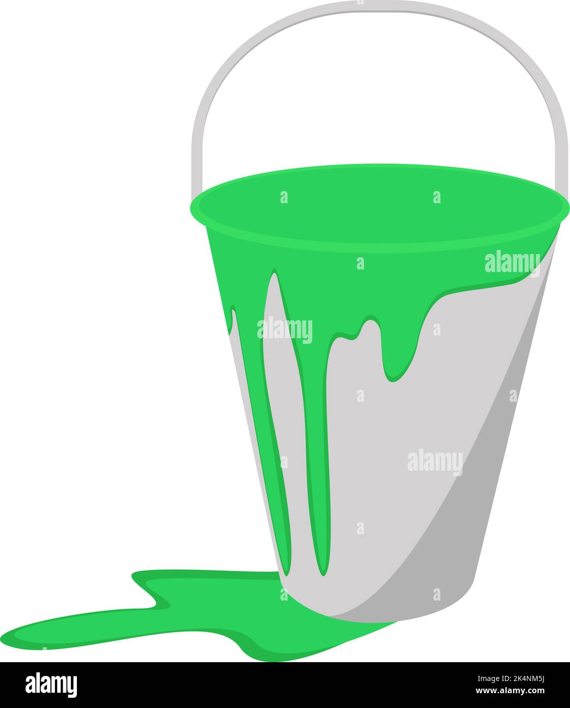 Bucket with green color, illustration, vector on a white background ...