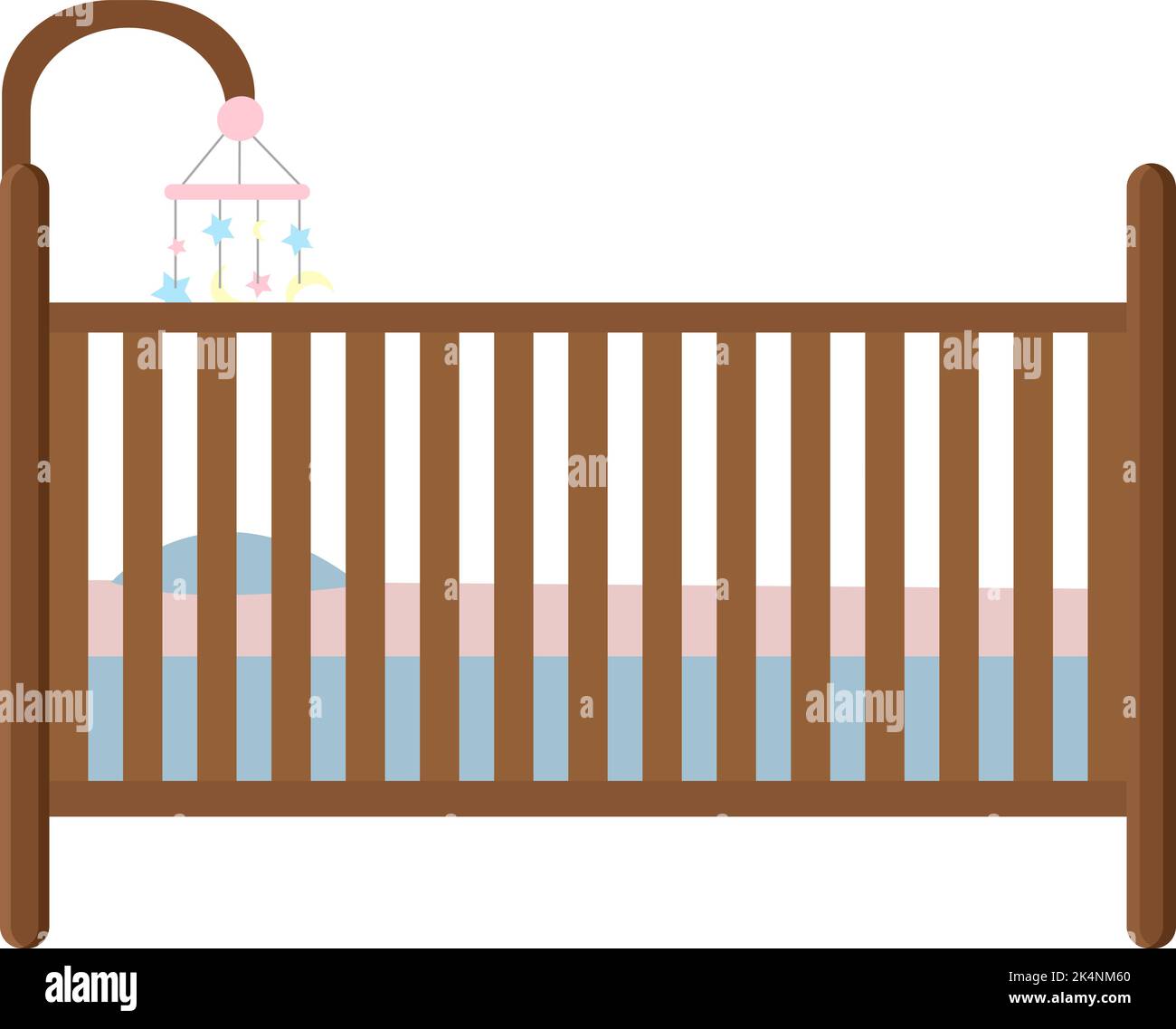 Baby crib, illustration, vector on a white background Stock Vector ...