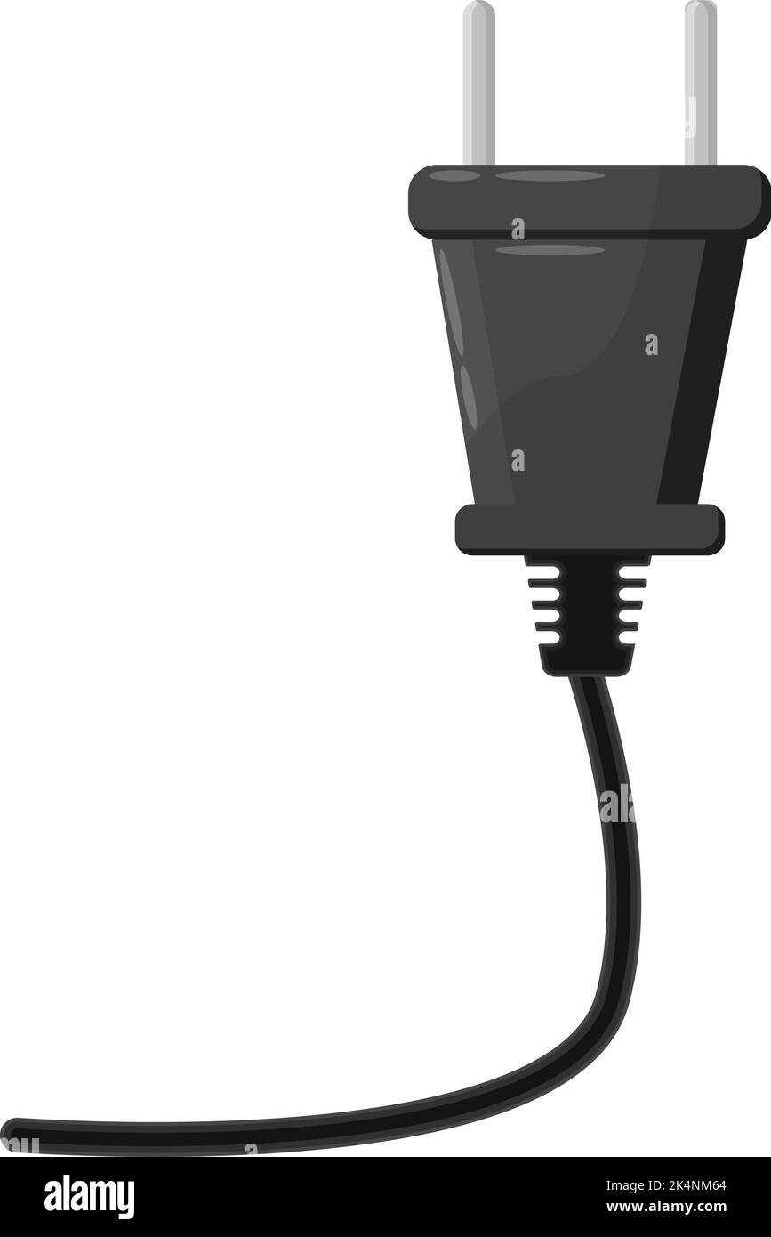 Black electric plug, illustration, vector on a white background Stock ...