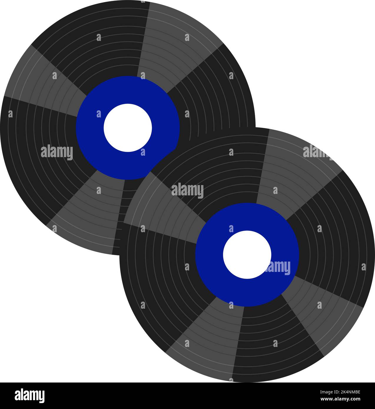Old blue music discs, illustration, vector on a white background Stock ...