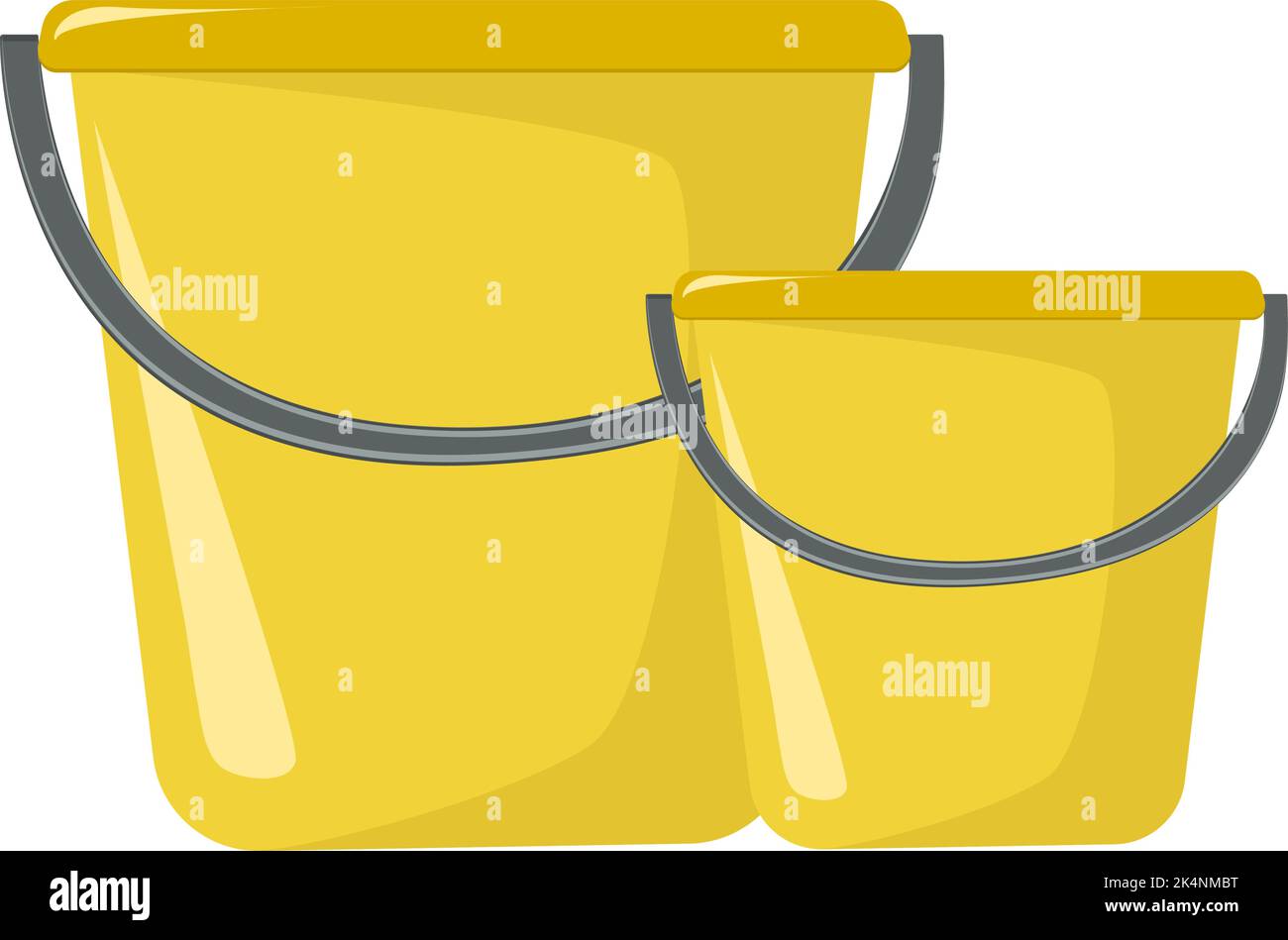 Yellow buckets, illustration, vector on a white background Stock Vector ...