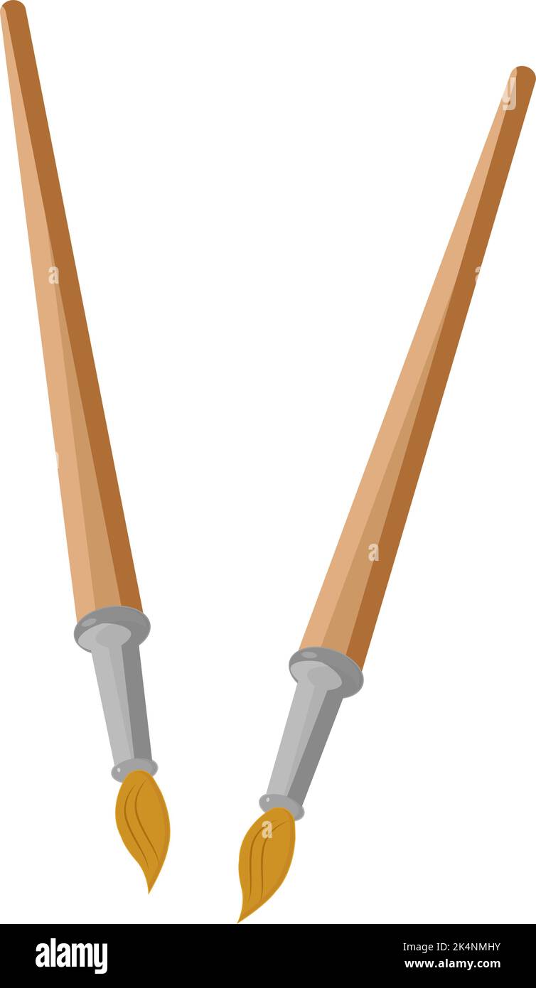 Wooden detail brushes, illustration, vector on a white background Stock ...