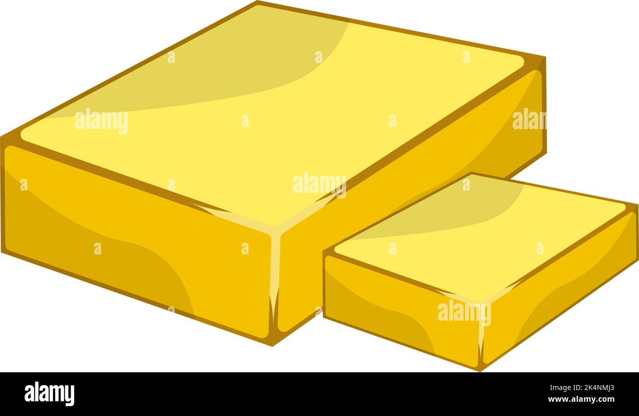 Two blocks of butter, illustration, vector on a white background Stock ...