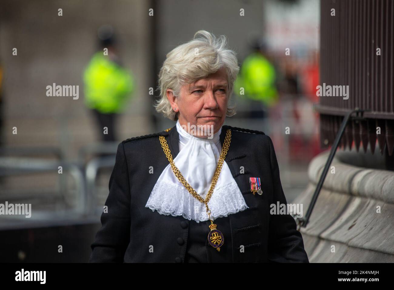 London, England, UK. 3rd Oct, 2022. Black Rod SARAH CLARKE is seen ...