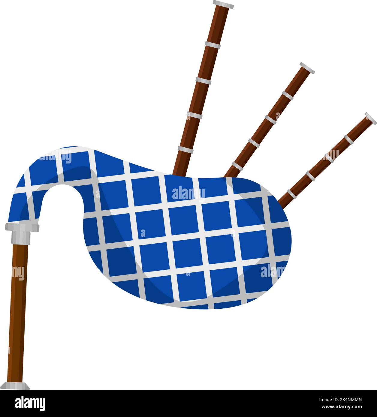 Blue bagpipe instrument, illustration, vector on a white background ...