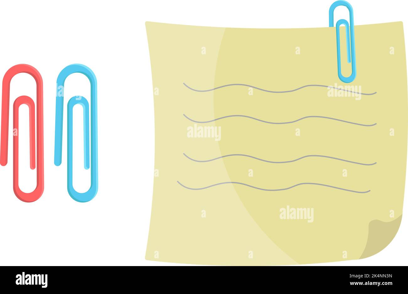 Paper note with paper clip, illustration, vector on a white background ...