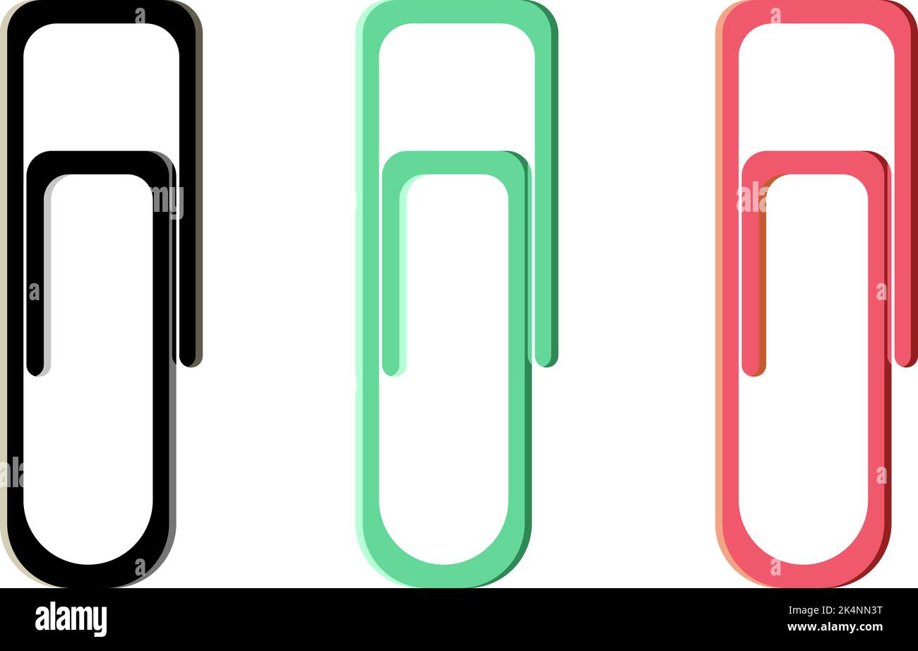 Small paper clips, illustration, vector on a white background Stock ...