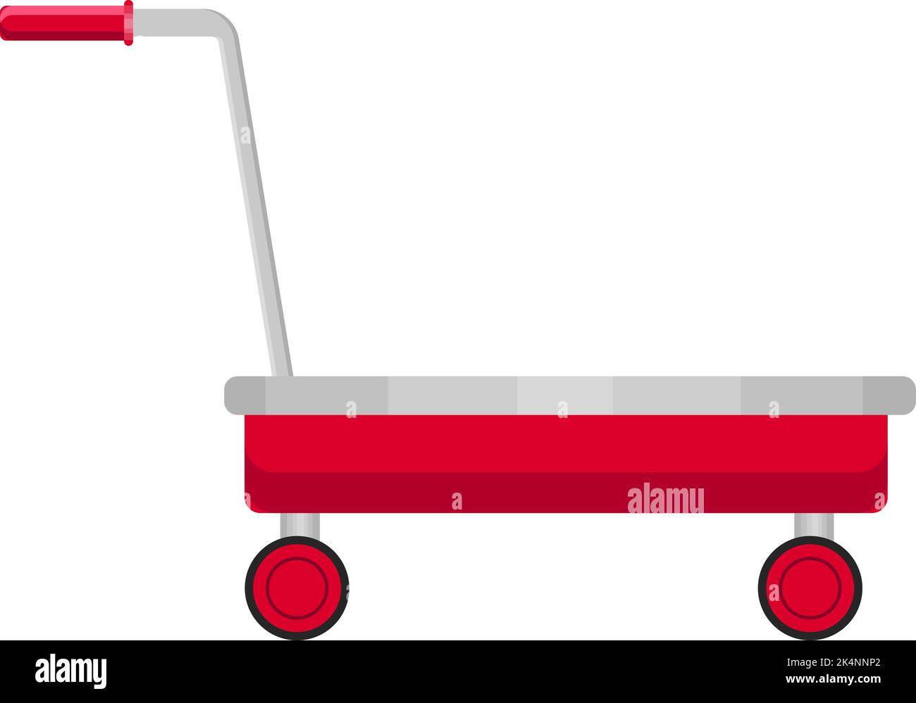 Red platform trolley, illustration, vector on a white background Stock ...