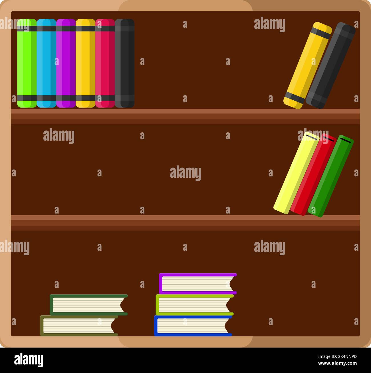 Wooden book drawers, illustration, vector on a white background Stock ...