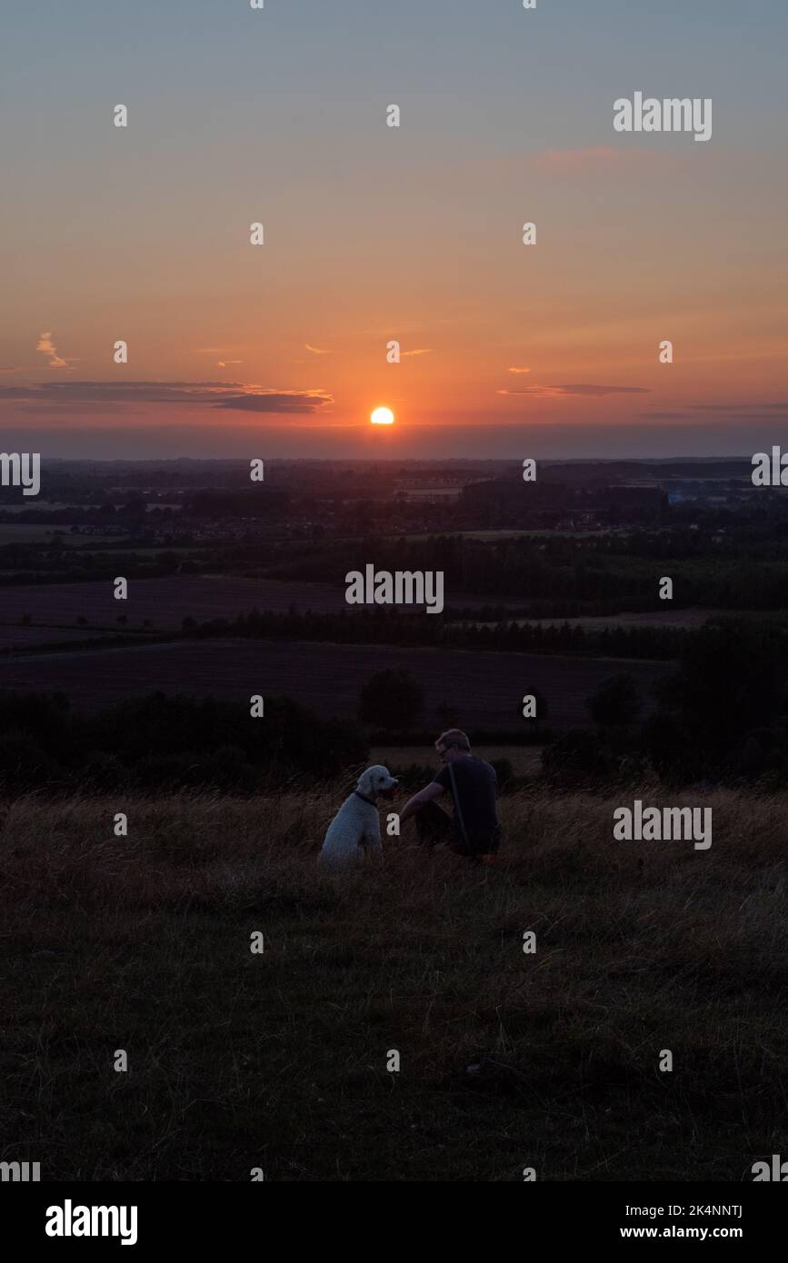 Wittenham Clumps at Sunset Stock Photo - Alamy