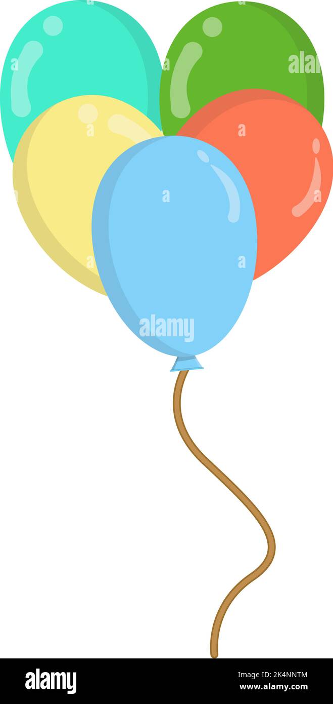 Five colorful balloons, illustration, vector on a white background ...