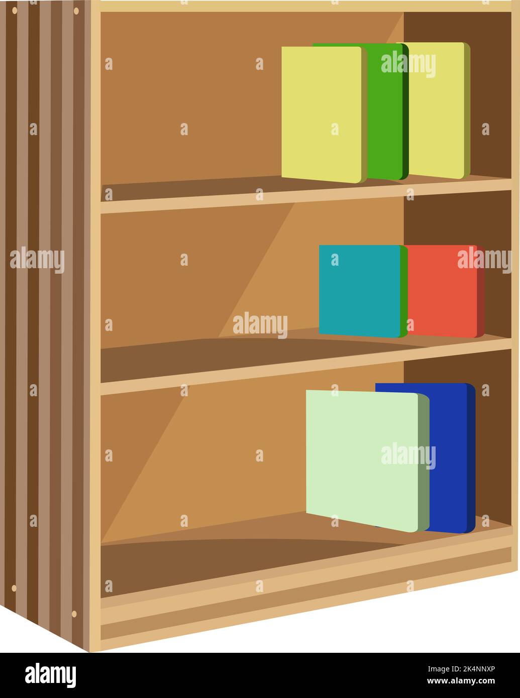Wooden bookcase, illustration, vector on a white background Stock ...