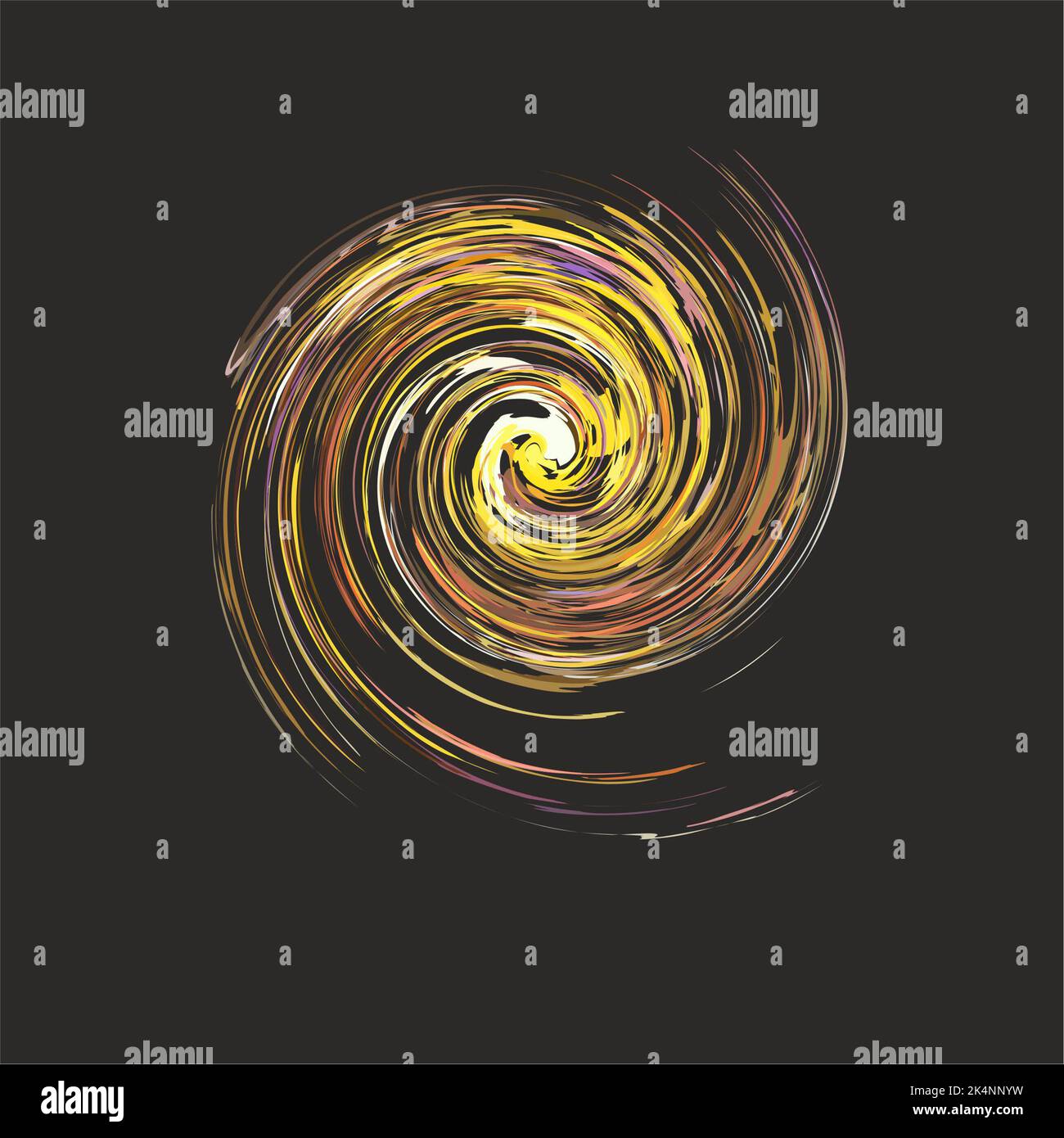 Colored swirl symbol isolated on a black background for prints or ...