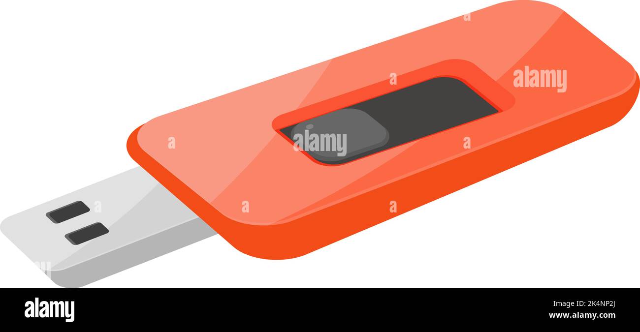 Red USB Drive, illustration, vector on a white background Stock Vector ...
